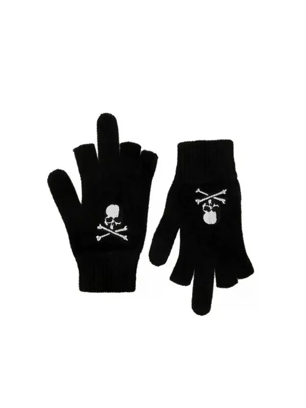 MASTERMIND WORLD Open-fingered Gloves With Skull And Crossbones Embroidery - Black