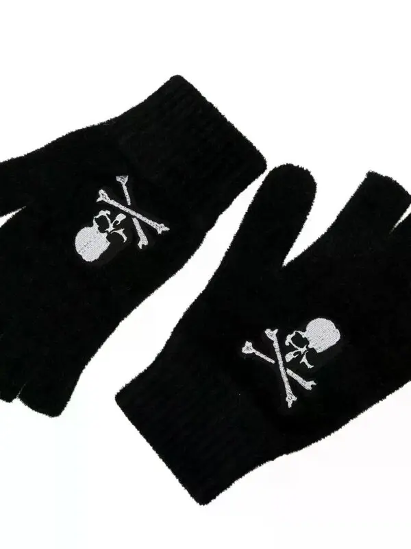 MASTERMIND WORLD Open-fingered Gloves With Skull And Crossbones Embroidery