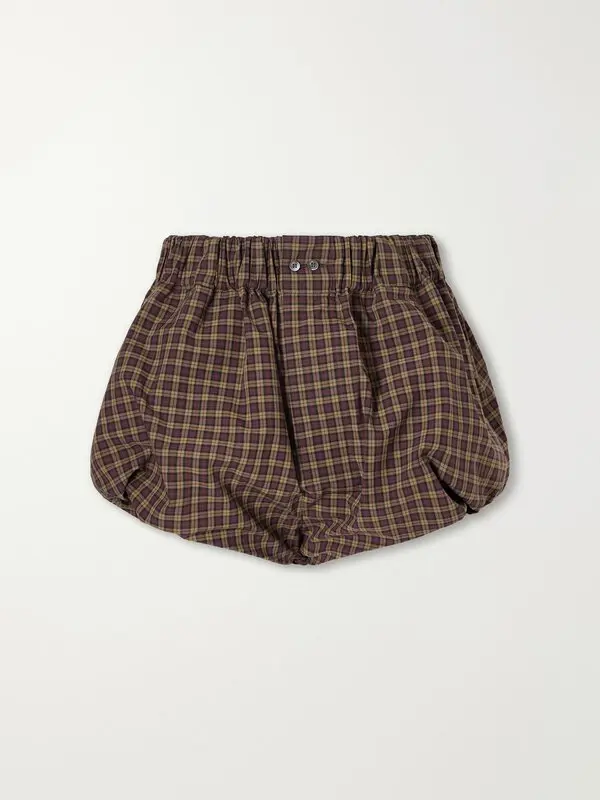 Marni Checked Cotton Mini Shorts - Brown