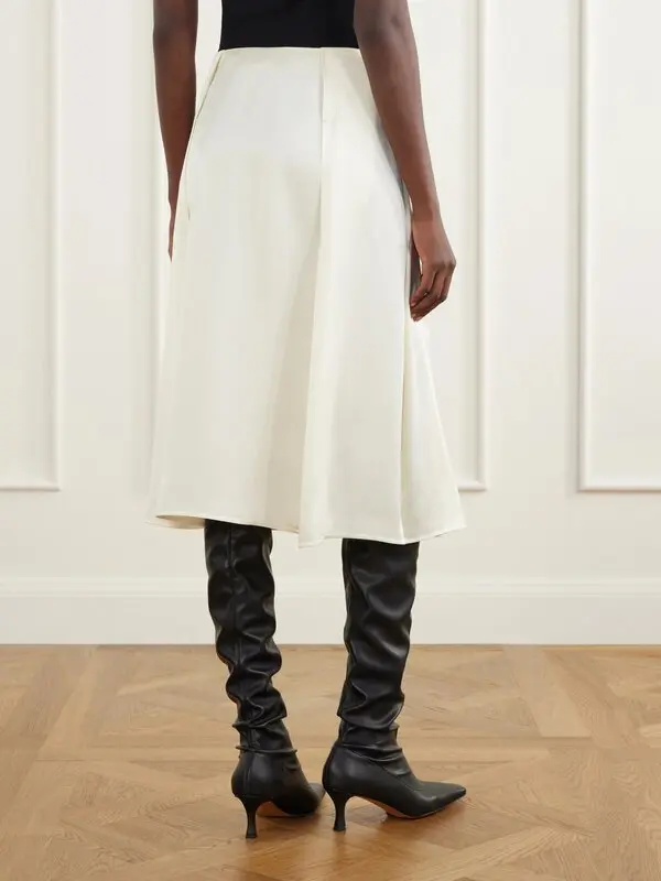 JIL SANDER Pleated Satin Midi Skirt