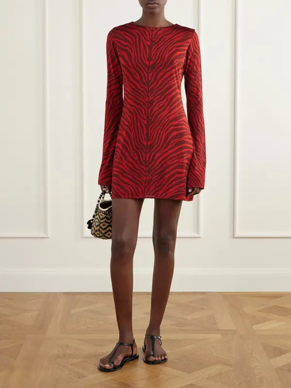 CALA DE LA CRUZ Maisha Zebra-print Stretch-jersey Mini Dress