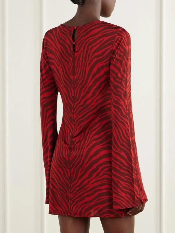 CALA DE LA CRUZ Maisha Zebra-print Stretch-jersey Mini Dress