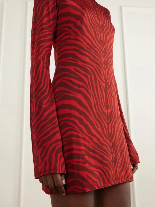CALA DE LA CRUZ Maisha Zebra-print Stretch-jersey Mini Dress