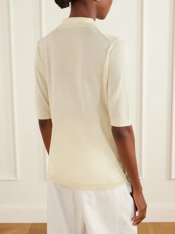 Studio Nicholson Ribbed Merino Wool And Silk-blend Polo Sweater