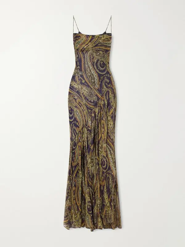 Etro Paisley-printed Silk-blend Maxi Dress - Multi
