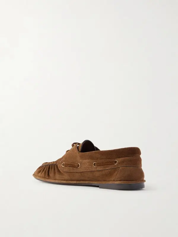 Saint Laurent Le Loafer Bateau Suede Loafers With Cassandre Embellishment