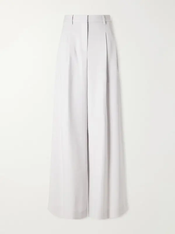 TWP Avery Stretch Wool-crepe Wide-leg Pants - Gray