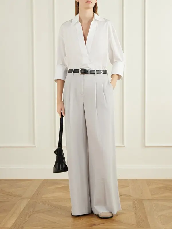 TWP Avery Stretch Wool-crepe Wide-leg Pants