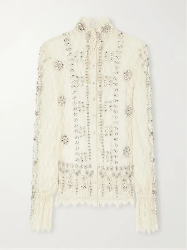 Costarellos Lilou Embellished Lace Shirt - Neutrals