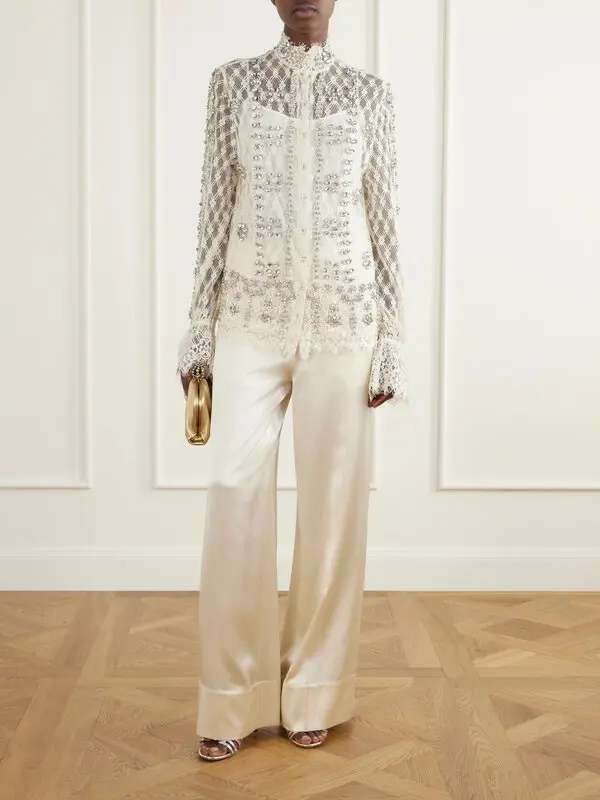 Costarellos Lilou Embellished Lace Shirt