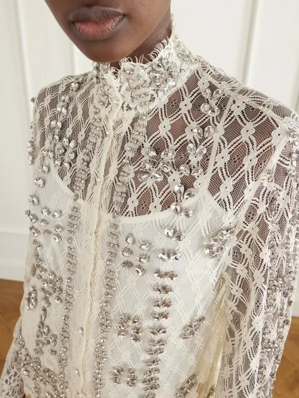 Costarellos Lilou Embellished Lace Shirt