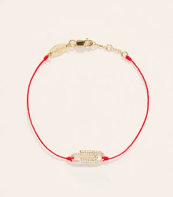 REDLINE Yellow Gold And Diamond Trombone Bracelet - Red