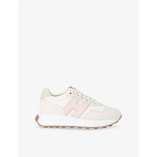 Hogan H641 Low-top Leather Trainers With Embroidered Logo - Pink Comb