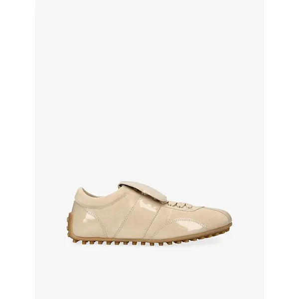 TOD'S T-marathon Suede And Patent-leather Low-top Trainers - Camel