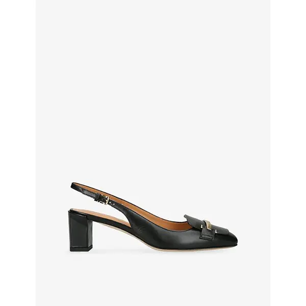 TOD'S Buckled Leather Slingback Courts - Black
