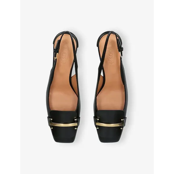 TOD'S Buckled Leather Slingback Courts