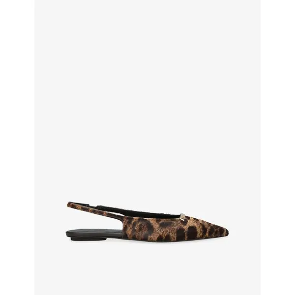 TOD'S Barretta Leopard-print Calf-hair Slingback Flats - Dk.brn Com