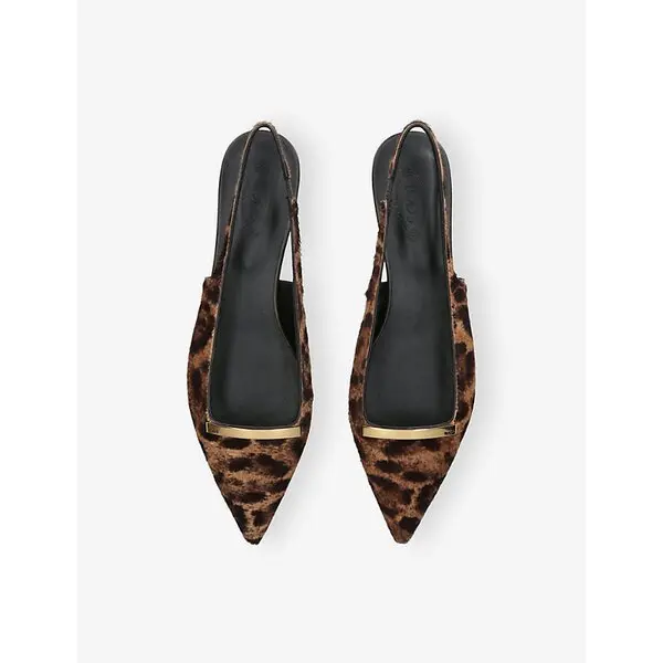 TOD'S Leopard-print Calf Hair Slingback Flats