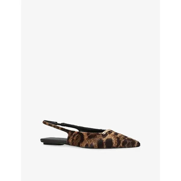 TOD'S Leopard-print Calf Hair Slingback Flats