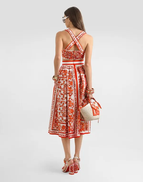 Dolce & Gabbana Majolica-print Charmeuse Midi Skirt