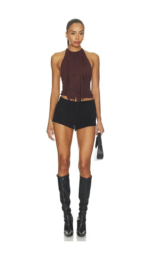 MORE TO COME Leigh Fringe Halter Top In . Also