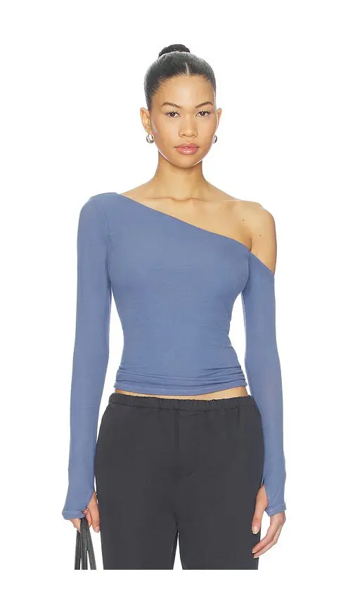 Michael Lauren Magdaleno Cold Shoulder Long Sleeve Top - Blue