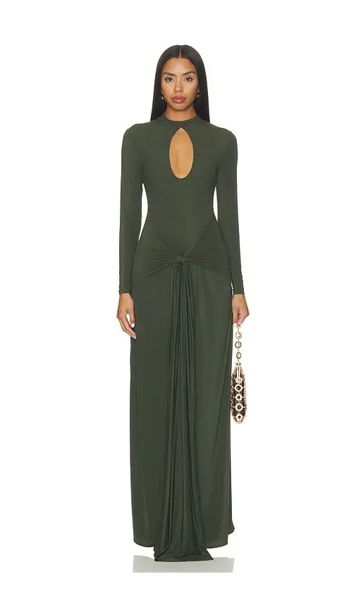 Naked Wardrobe Keyhole Drape Tie Maxi Dress