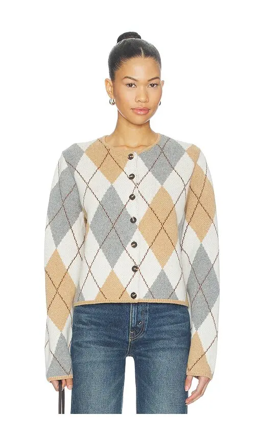ALIGNE Aggie Merino Argyle Cardigan In . Also - Cream