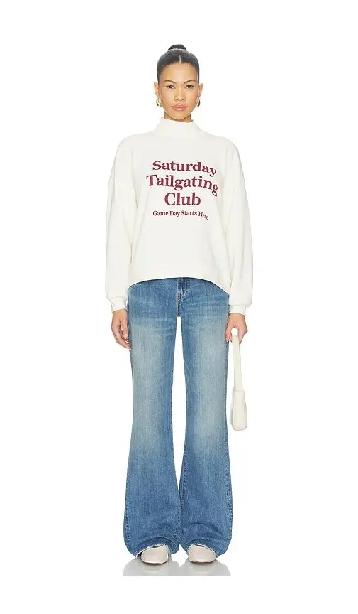 SUNNY SOMEWHERE Saturday Tailgating Club Mockneck Sweater