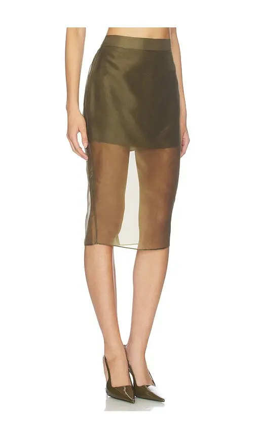 SEROYA Elda Silk Midi Skirt In . Also