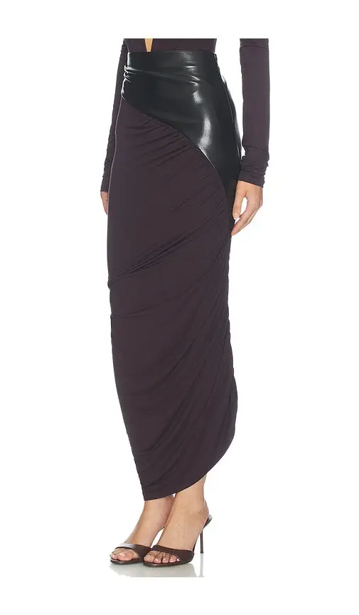 Andamane Ursula Faux Leather Detailed Midi Skirt