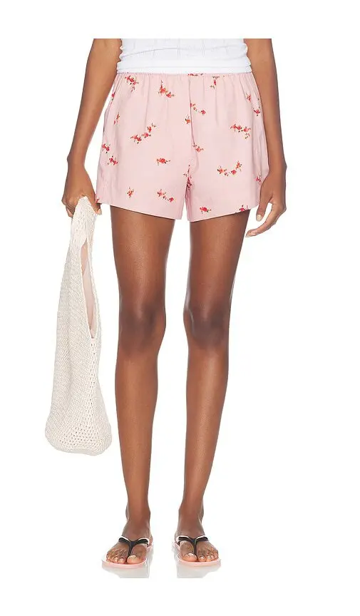 GANNI Printed Stretch Cotton Short In . Also - Pink