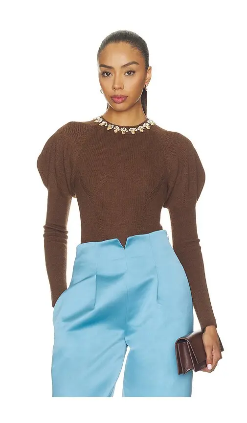 Ulla Johnson Imara Wool Bodysuit With Embellishments In . Also
