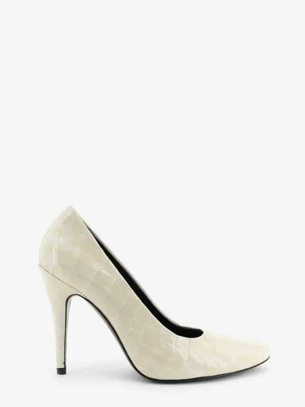 JUDE Jerry Leather Décolleté With Croc Motif - Beige