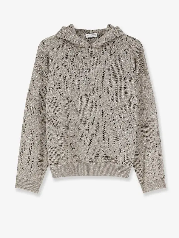 Brunello Cucinelli Linen And Cotton Blend Sweater - Grey
