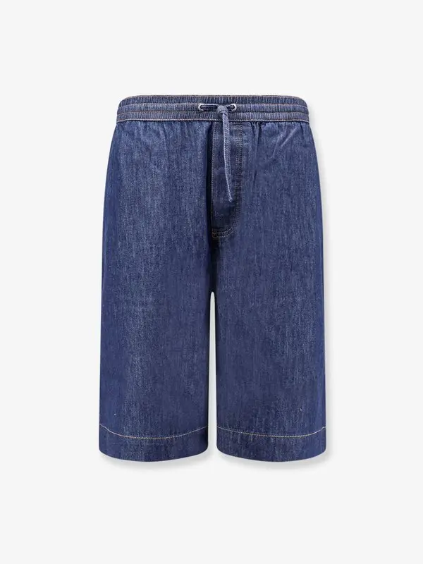 Loewe Cotton Bermuda Shorts With Anagram Logo On The Back - Blue