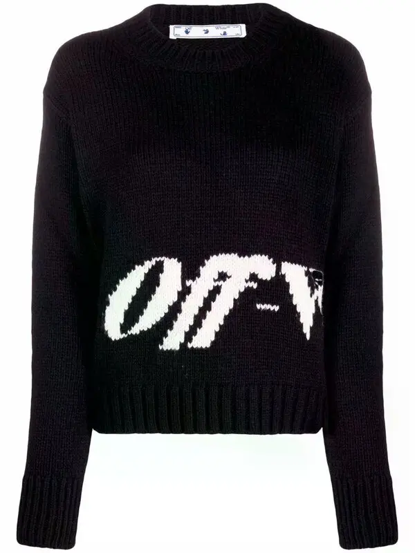 Off-White Intarsia Logo Crew-neck Jumper - Black