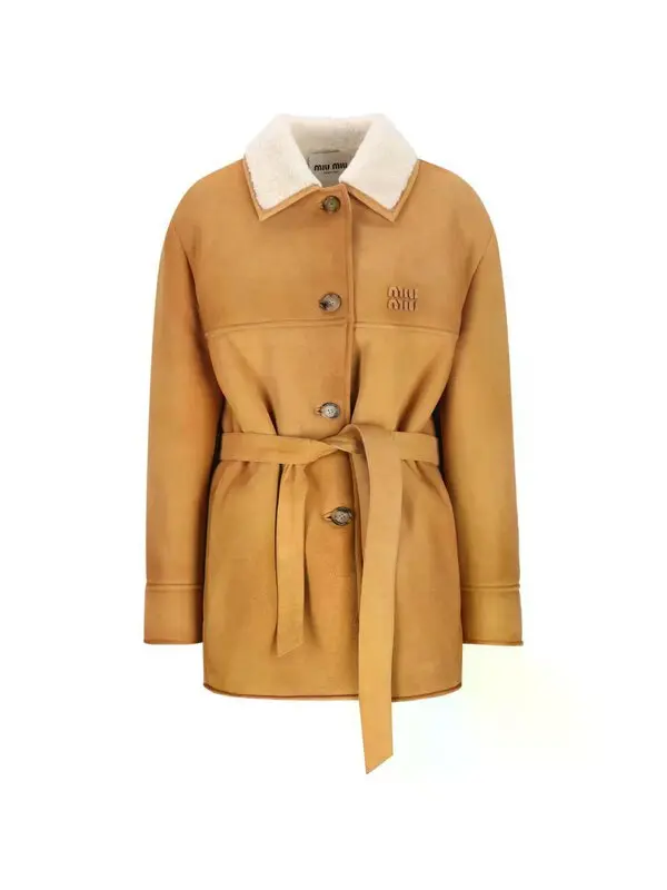 Miu Miu Shearling Jacket - Neutrals