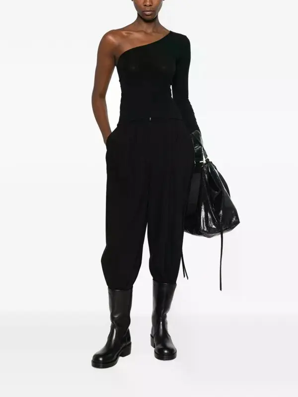 BASERANGE One-shoulder Ribbed-knit Top - Black