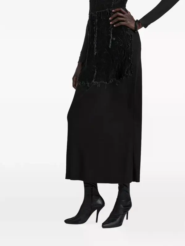 MAISON MARGIELA Lace Overlay Paisley Midi Skirt - Black
