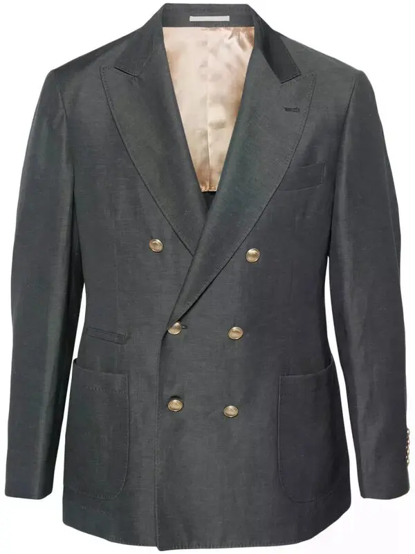 Brunello Cucinelli Double-breasted Mélange Blazer - Grey