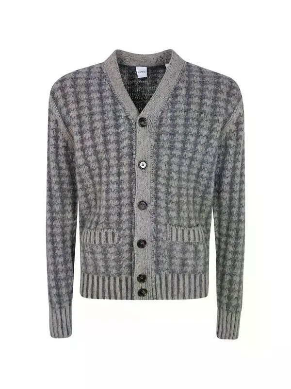 Aspesi Waffle-knit Wool Cardigan - Grey
