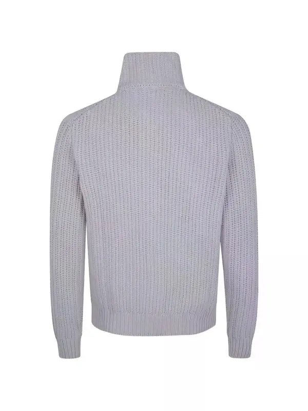 BARBA NAPOLI Zip-up Ribbed-knit Cardigan