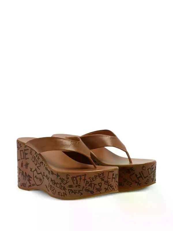 COACH Graffiti Print Wedge Slides