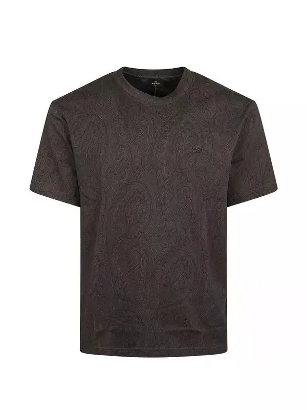 Etro Paisley-print Logo-embroidered T-shirt - Brown