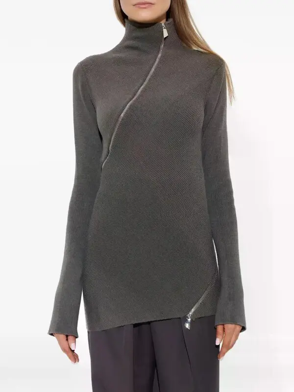 Attico Zip-detail Ribbed Sweater