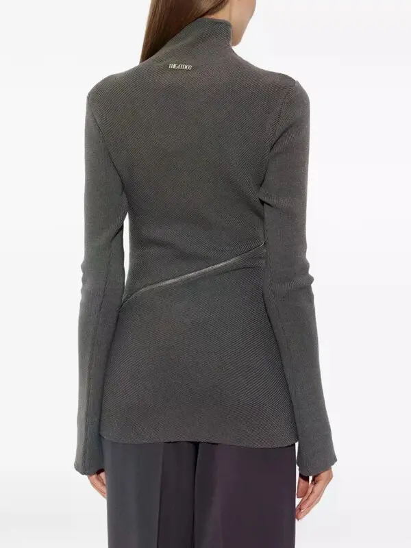 Attico Zip-detail Ribbed Sweater