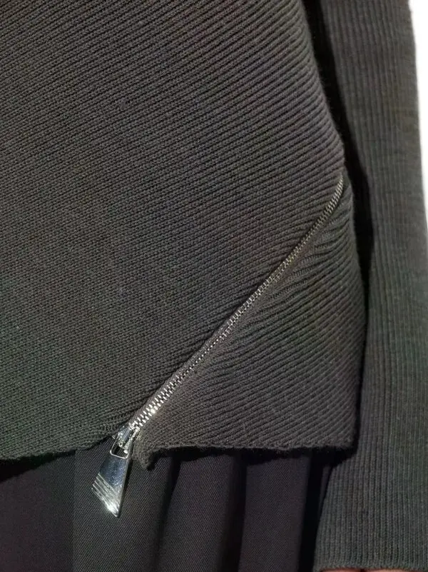 Attico Zip-detail Ribbed Sweater