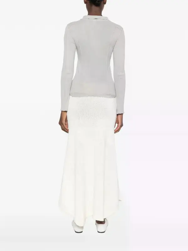 BASERANGE Omato Ribbed-knit Polo-collar Top
