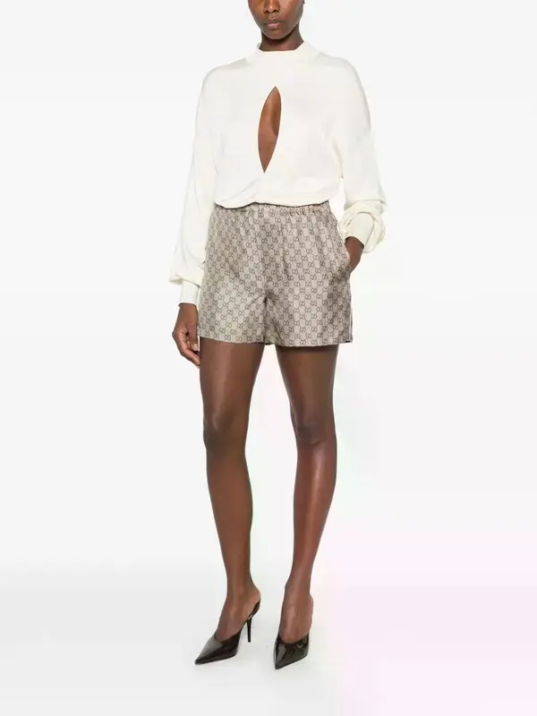 Gucci Printed Silk Twill Shorts - Neutrals